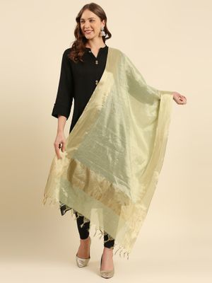 Buy Dupatta Bazaar Womens Two Tone Tissue Dupatta In Pista Green & Gold ...