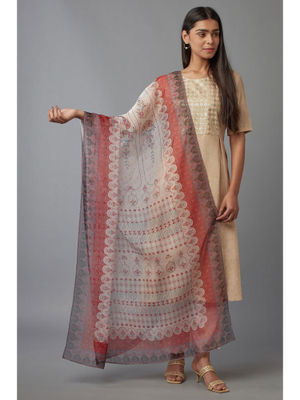 Buy WISHFUL by W Maroon Floral Dupatta Online