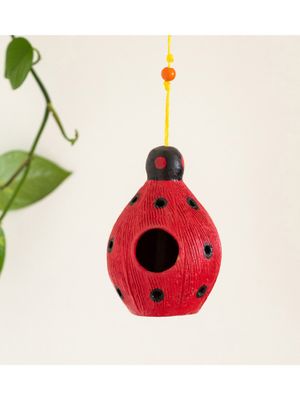 Buy ExclusiveLane Flapping Ladybug Handmade & Handpainted Terracotta Bird House Red Online