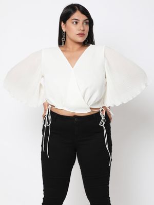 Buy Curves By MISH Pleated Mid Riff Style Top Online