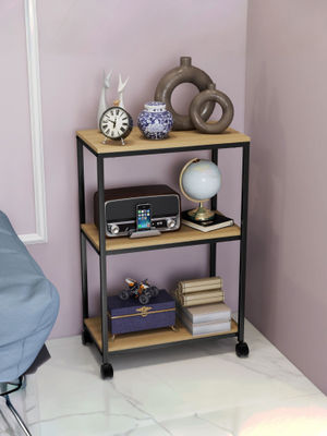 Buy Plantex Movable Wooden Multipurpose Storage Rack Shelf With Wheels ...