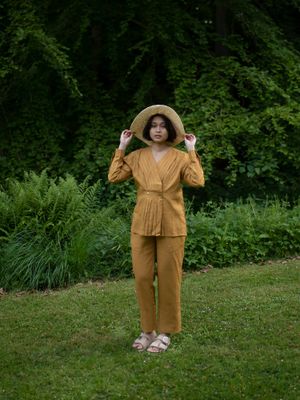 Buy The Terra tribe Florence Pleated Mustard Top Online