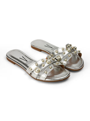 Buy Vizzano Women Multi Strap Flats Silver (EURO 36) Online