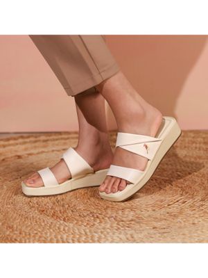 Buy BIRDHOUSE Chidiya White Embroidered Birdie Wedges (EURO 35) Online