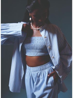 Buy MALIE Blue& White Stripes Casella Top Online