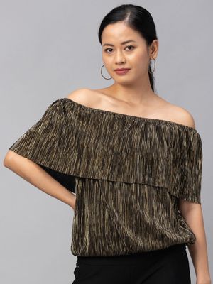 Buy Globus Gold Self Design Off Shoulder Top Online