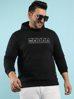 Buy Instafab Plus Mens Black Ambition Sweatshirt with Kangaroo Pocket ...