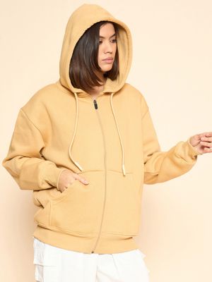 Buy COLOR CAPITAL Women's Oversized Solid Beige Zipper (XS) Online