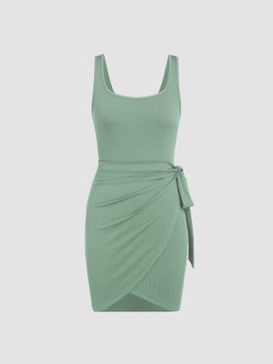 Buy Cider U-neckline Knotted Mini Dress Online