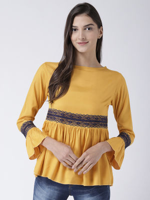 The Vanca Tops : Buy The Vanca Solid Yellow Top Online | Nykaa Fashion