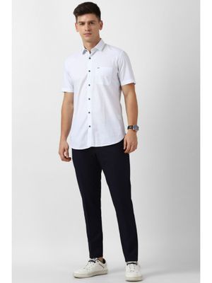 Buy Peter England Men White Slim Fit Print Half Sleeves Casual Shirt Online