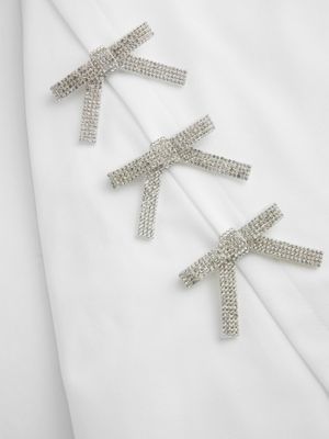 Buy Cider Round Neckline Solid Bowknot Mini Dress (XXS) Online