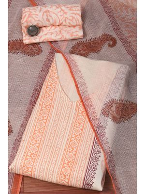 Buy Biba Women Pink Cotton Blend Unstitched Suit (Set of 3) Online