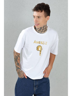 Buy Dimeh Awaz Niche White Oversized T-Shirt online