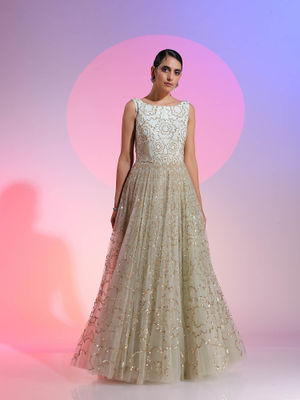 Buy Kudi Pataka Designs Tara Green Sequined Maxi Dress Online