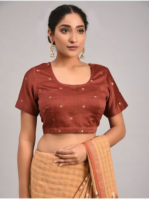 Buy SMRITI GUPTA Rust Chanderi Buti Blouse Online