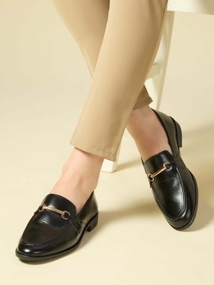 Buy Inc.5 Women Black Casual Solid Pattern Pointed Toe Loafers (UK 2 ...