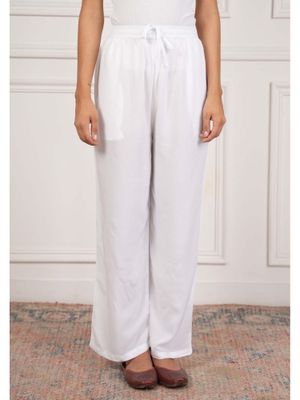 Buy HOUSE OF KARI White Solid Loose Fit Palazzo (XS) Online