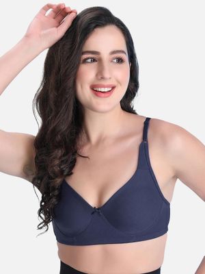 Buy Clovia Cotton Solid Non-Padded Full Cup Wire Free Everyday Bra - Blue (42B) Online
