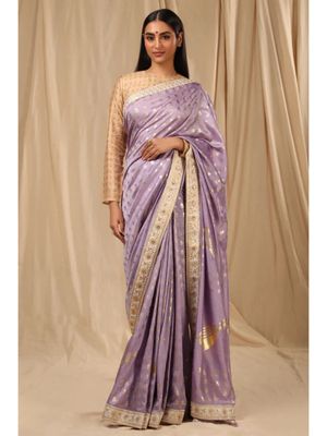 Buy Masaba Lilac Lovebird in the Garden Saree with Unstitched Blouse Online