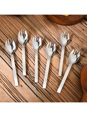 Buy FNS Solo Stainless Steel Spork Set of 6 Spoon Cum Fork Online
