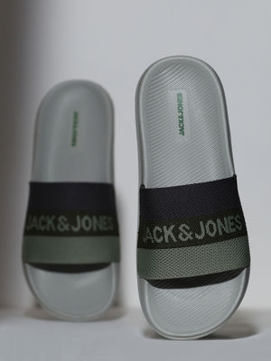 Buy Jack & Jones Ash Grey Printed Pool Sliders (EURO 40) Online