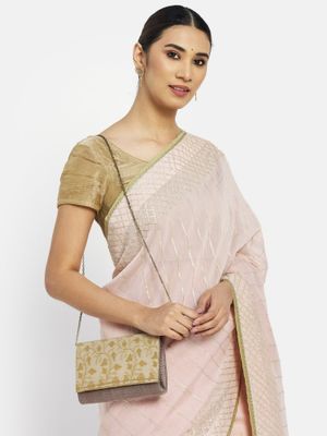 Buy Fabindia Contrast Trim Leaf Fabric Clutch Bag Online