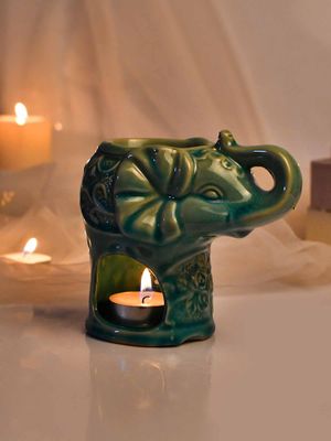 Buy Tayhaa Elephant Shape Floral Oil Diffuser - Blue Online