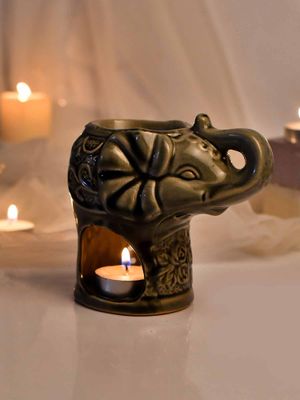 Buy Tayhaa Elephant Shape Floral Serenity Oil Diffuser - Grey Online