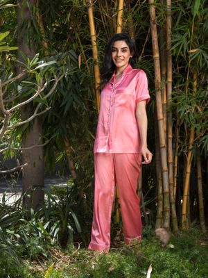 Buy Dusk Attire Dark Pink Pyjama Set Online