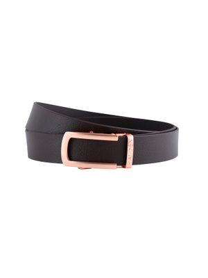 Buy HALDEN Grain Brown Belt with Classic Rose Gold Buckle Online