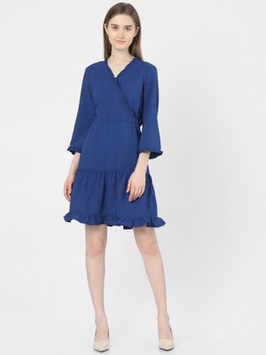 Buy VERO MODA Women Solid Blue Dress Online