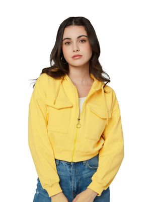 Buy The Souled Store Solids Sunshine Yellow Cotton Women Jacket Online