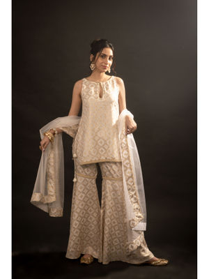 Buy Monk & Mei Athena Kurti With Sharara And Dupatta (Set of 3) Online