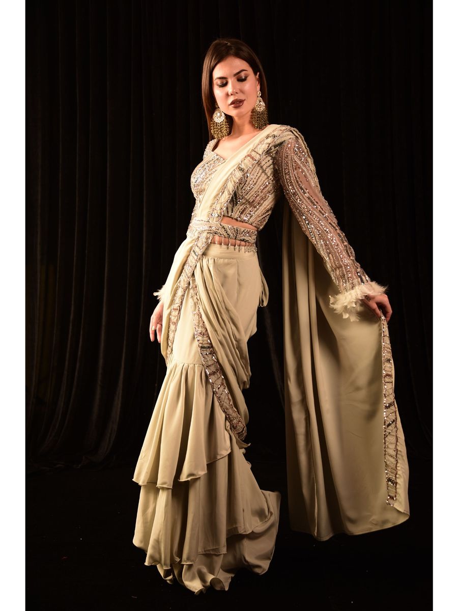 Shop Trendy Ruffled Sarees Online At Best Prices For A Stylish Look