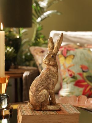 Buy Pure Home + Living Gold Metal Finish Polyresin Rabbit Figurine ...