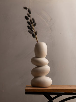 Buy Glimpse Homes White Pebble Ceramic Flower Vase Online
