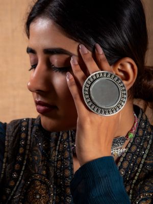 Buy Neeta Boochra 925 Sterling Silver Big Mirror Ring Online