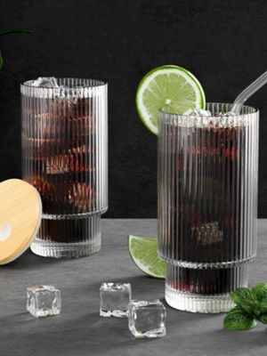 Buy Smokey Cocktail Narrow Striped Tall Glass (Pack of 6) Online
