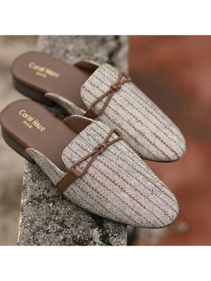 Buy Coral Haze Brown Jacquard Men Mules Online