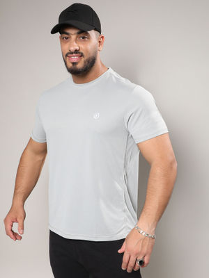 Buy Instafab Plus Mens Light Grey Basic Activewear T-Shirt Online