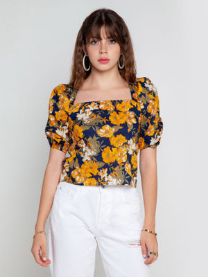 Zink London Tops : Buy Zink London Women's Navy Blue Printed Top Online | Nykaa Fashion