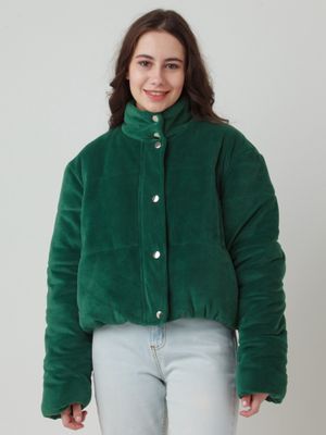 Buy Zink London Womens Green Solid Jacket Online