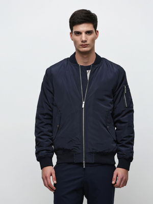 Buy SELECTED HOMME Dark Blue Zip Up Bomber Jacket Online