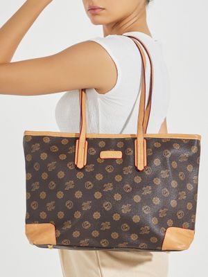 Buy Styli Women Brown Printed Shoulder Bag with Pouch (Set Of 3) Online