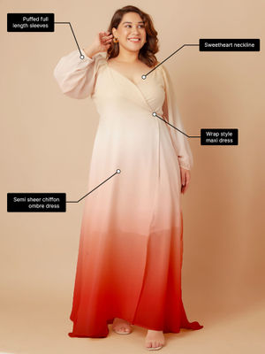 Buy Zink London Womens Beige & Red Colourblock Wrap Maxi Dress Online