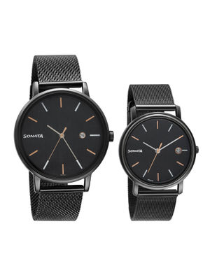 Buy Sonata 713187029NM01 Black Dial Analog Watch For Couple Online
