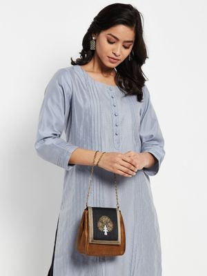 Buy Fabindia Fabric Embroidered Clutch Bag Online