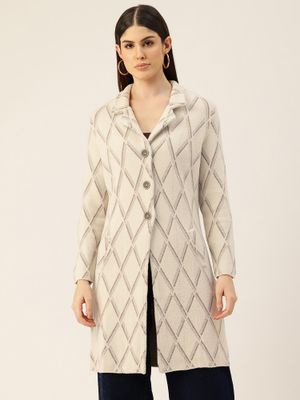 Buy APSLEY Women Beige Full Sleeves Long Coat (M) Online
