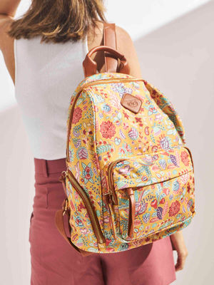 Buy Chumbak Batik Bloom Backpack - Mustard Online